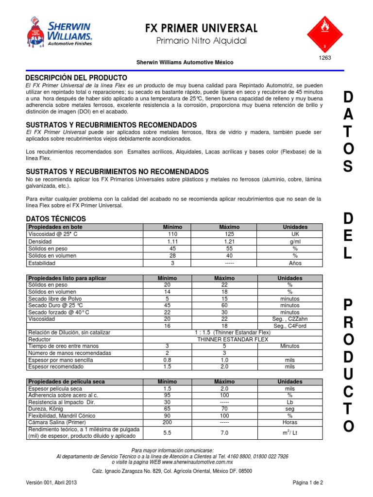 FX Primer Tds | PDF | Materiales | Química