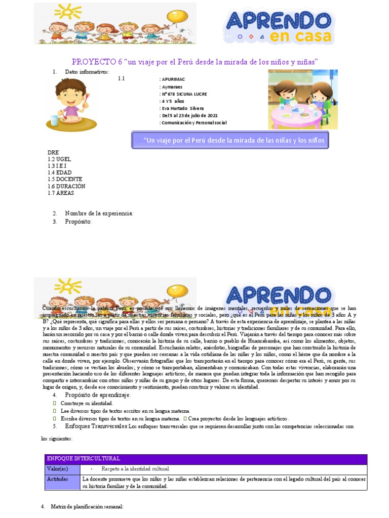 Viaje por el Perú: Aprendizaje Infantil | PDF | Dibujo | Las emociones