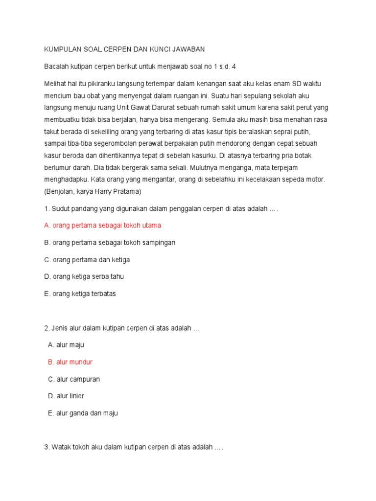 Kumpulan Soal Cerpen Dan Kunci Jawaban | PDF