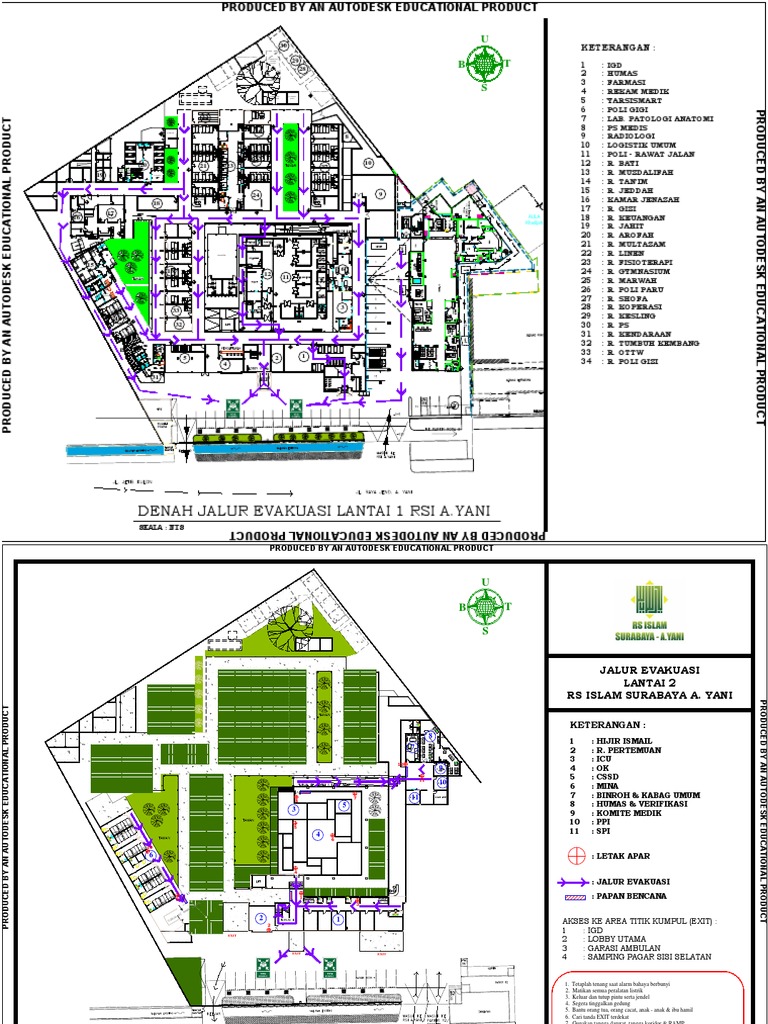 Denah Jalur Evakuasi Lantai 1 Rsi A.Yani: Keterangan | PDF