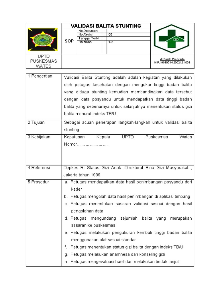Sop Validasi Stunting | PDF