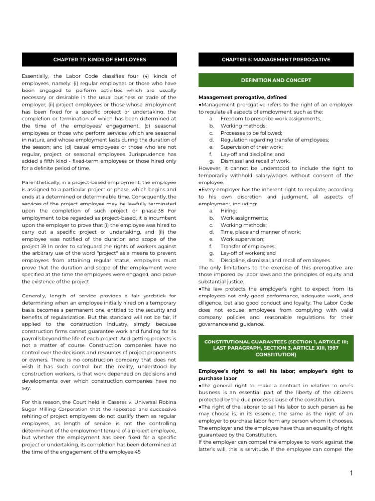 (LABOR LAW 1) Management Prerogatives | PDF | Employment | Collective ...