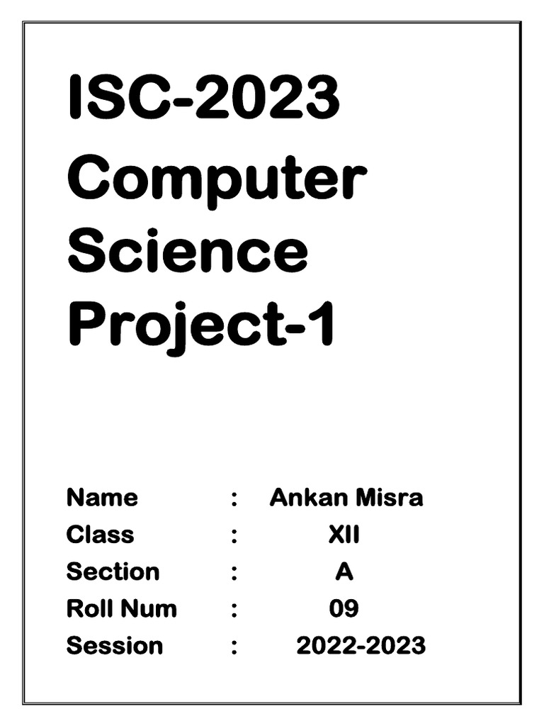Computer Project Isc Class 12 Pdf Computer Programming Theoretical Computer Science