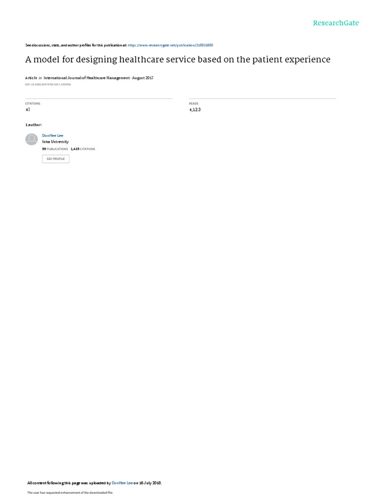 A Model For Designing Healthcare Service Based On The Patient ...