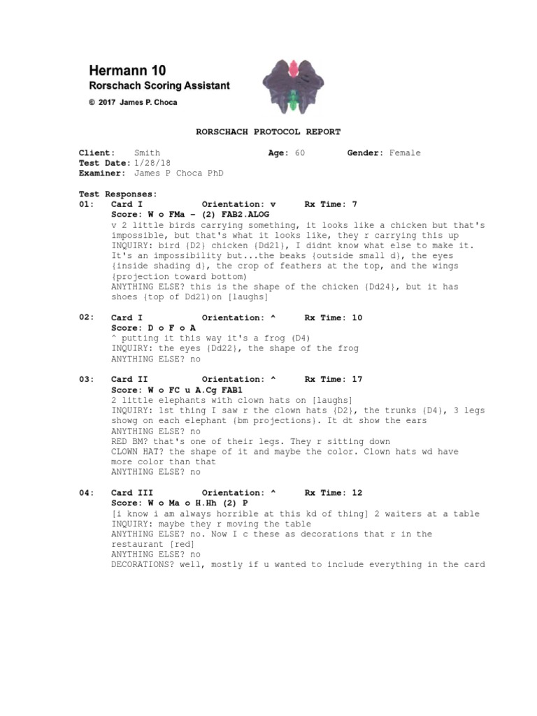 Rorschach Inkblot Test | PDF | Mental Disorder | Psychotherapy