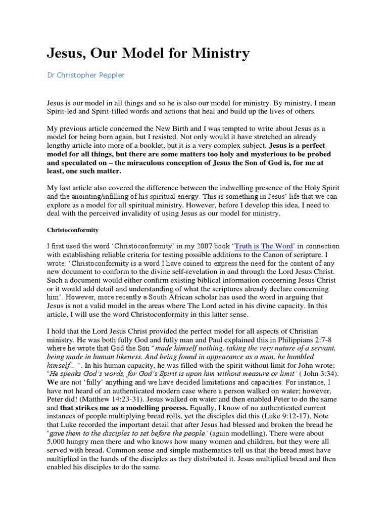 Jesus Our Model For Ministry | PDF | Jesus | Gospel Of John