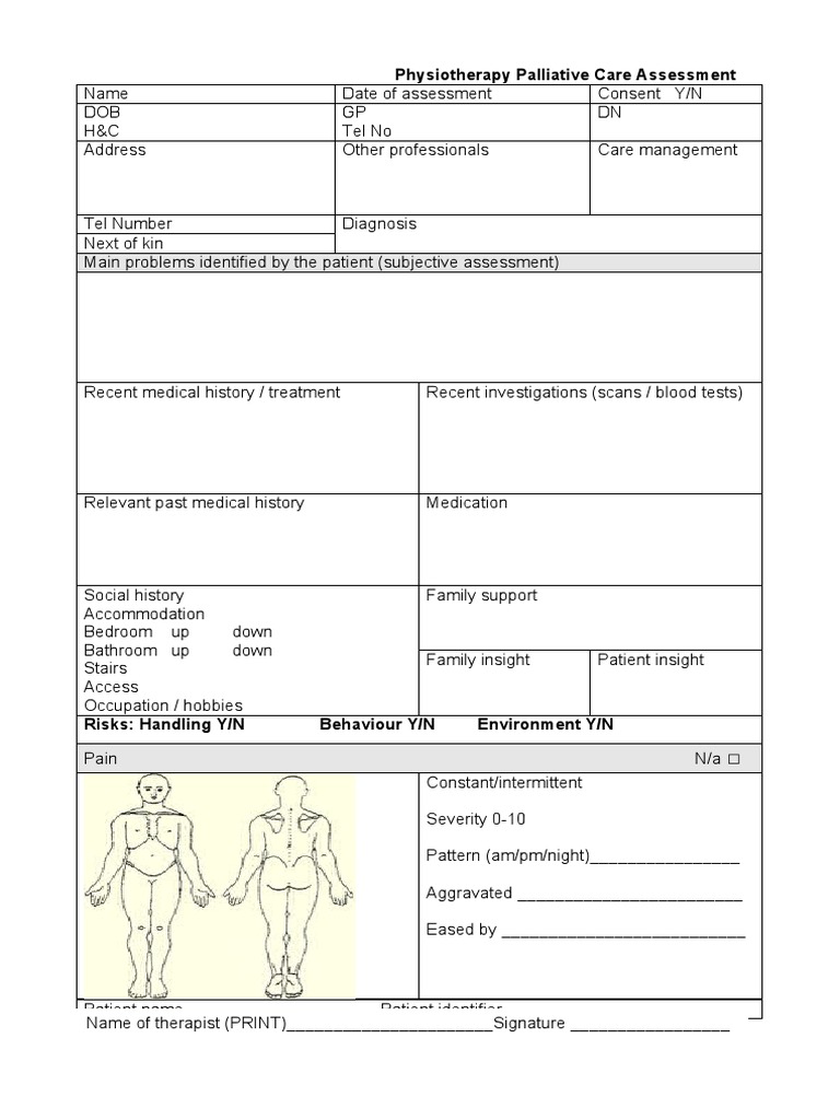 Physiotherapy Palliative Care Assessment | PDF | Nervous System ...