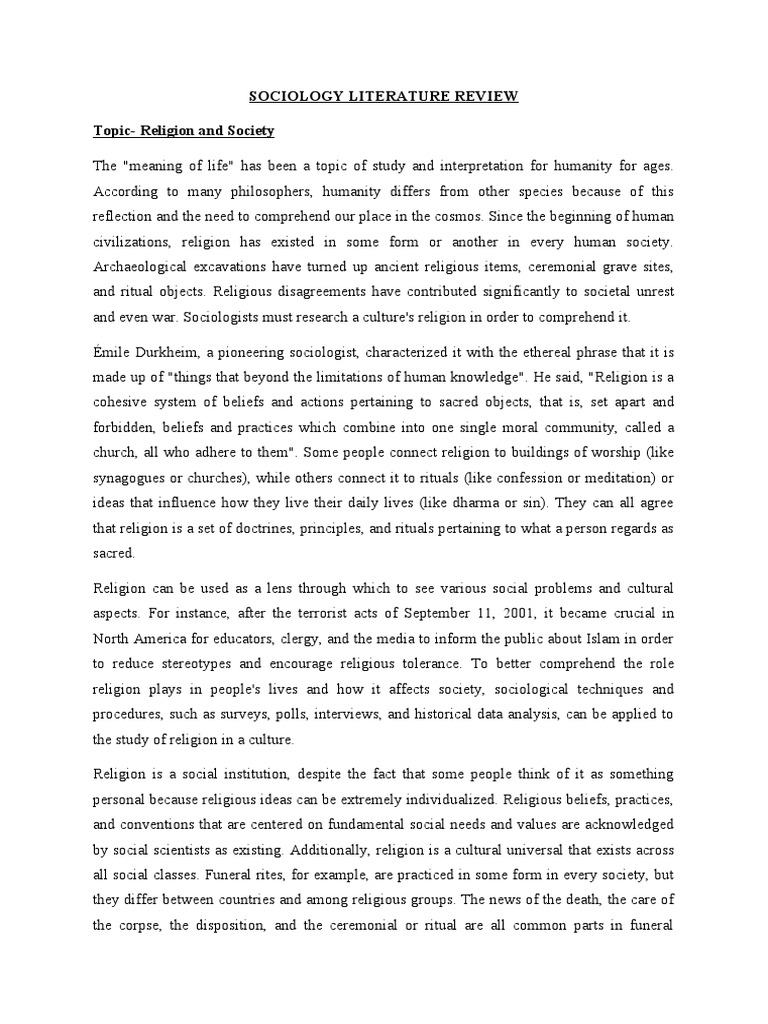 Sociology Literature Review | PDF | Sociology | Rituals