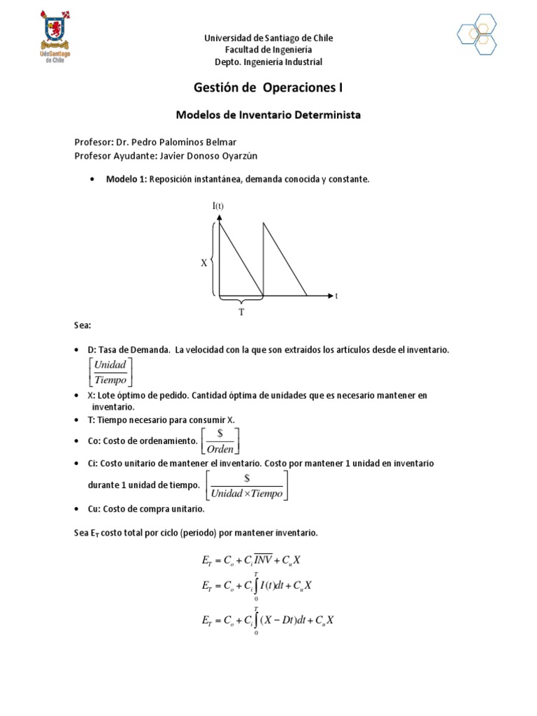 Modelos Deterministas Inventario GO I | PDF | Inventario | Métodos ...