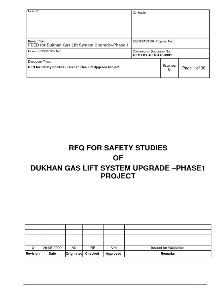 RFQ For Safety Studies OF Dukhan Gas Lift System Upgrade - Phase1 Project | PDF | Verification ...