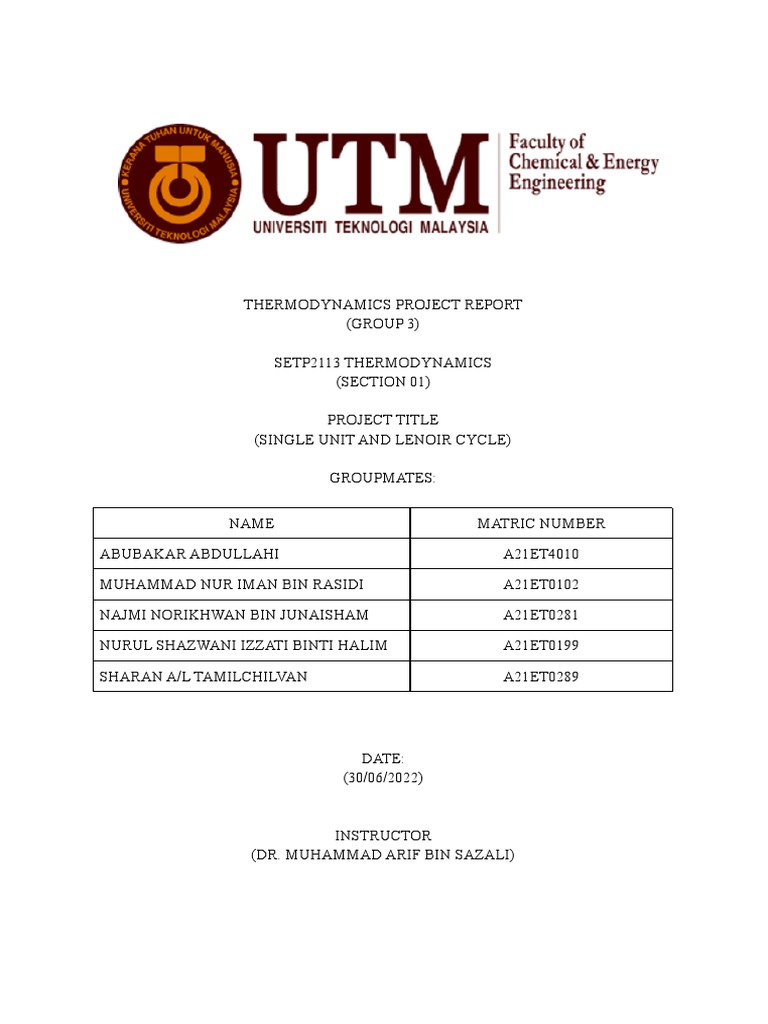 Thermodynamics Project Report | PDF | Heat | Physics