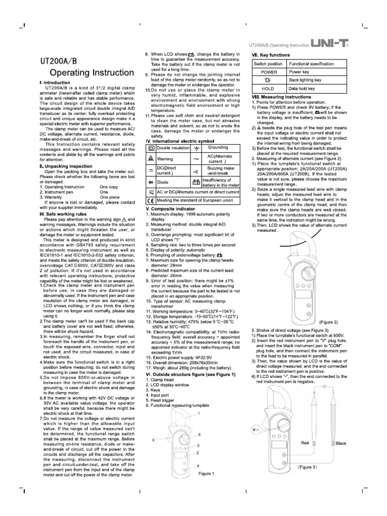 UT200A UT200B English Manual | PDF