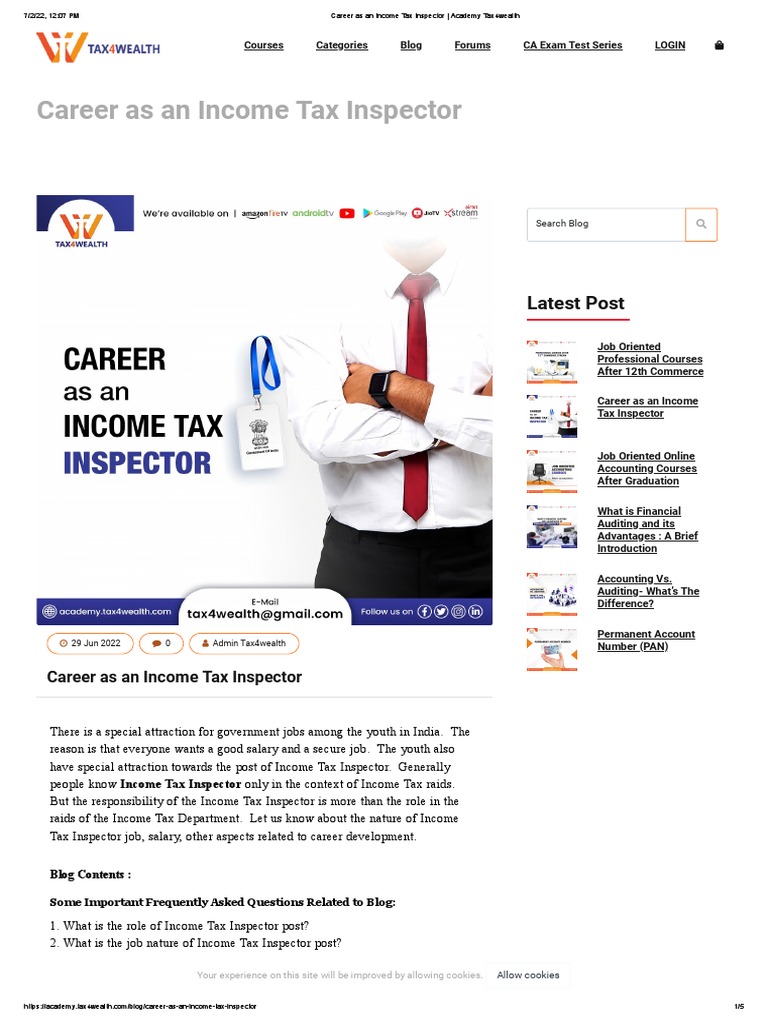 Career As An Income Tax Inspector - Academy Tax4wealth | PDF | Taxes ...