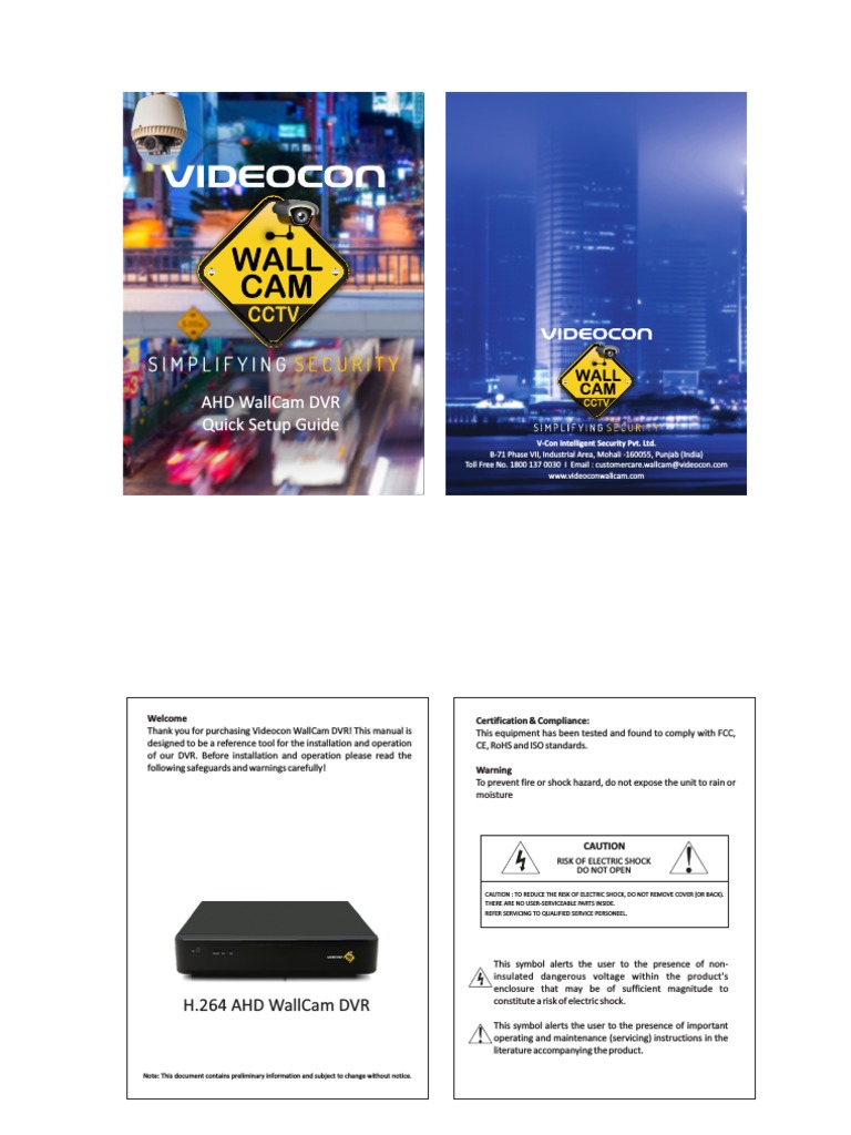 Ahd Wallcam DVR Quick Setup Guide: B-71 Phase Vii, Industrial Area ...