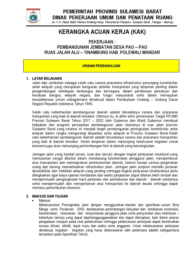 09 KAK Jembatan Pao Pao FINAL | PDF | Bisnis