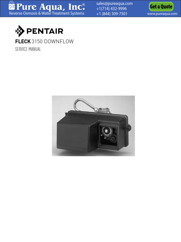 Fleck 3150 Downflow: Service Manual | PDF | Plumbing | Valve