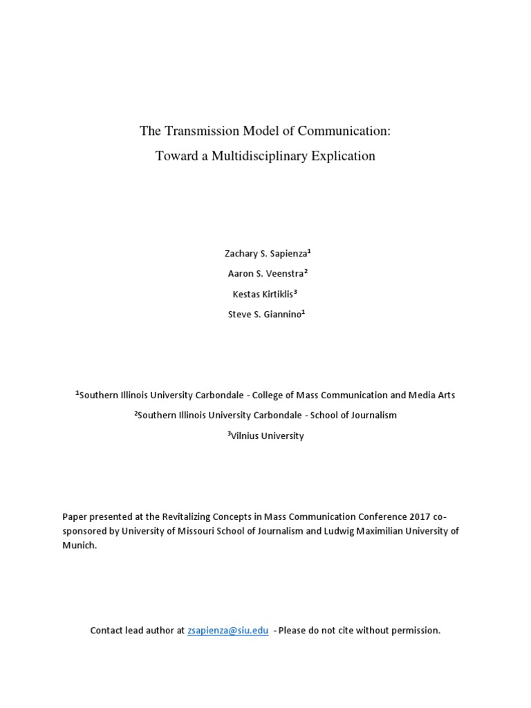 Transmission Model of Communication Explained | PDF | Communication ...