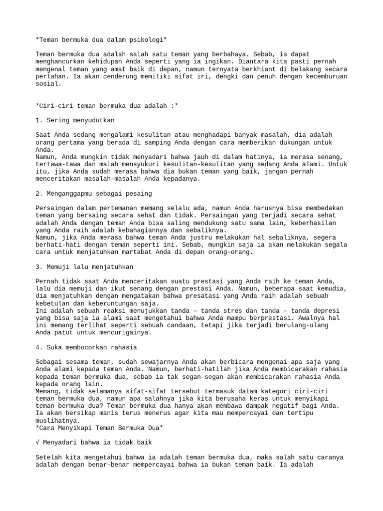 Teman Bermuka Dua Dalam Psikologi | PDF