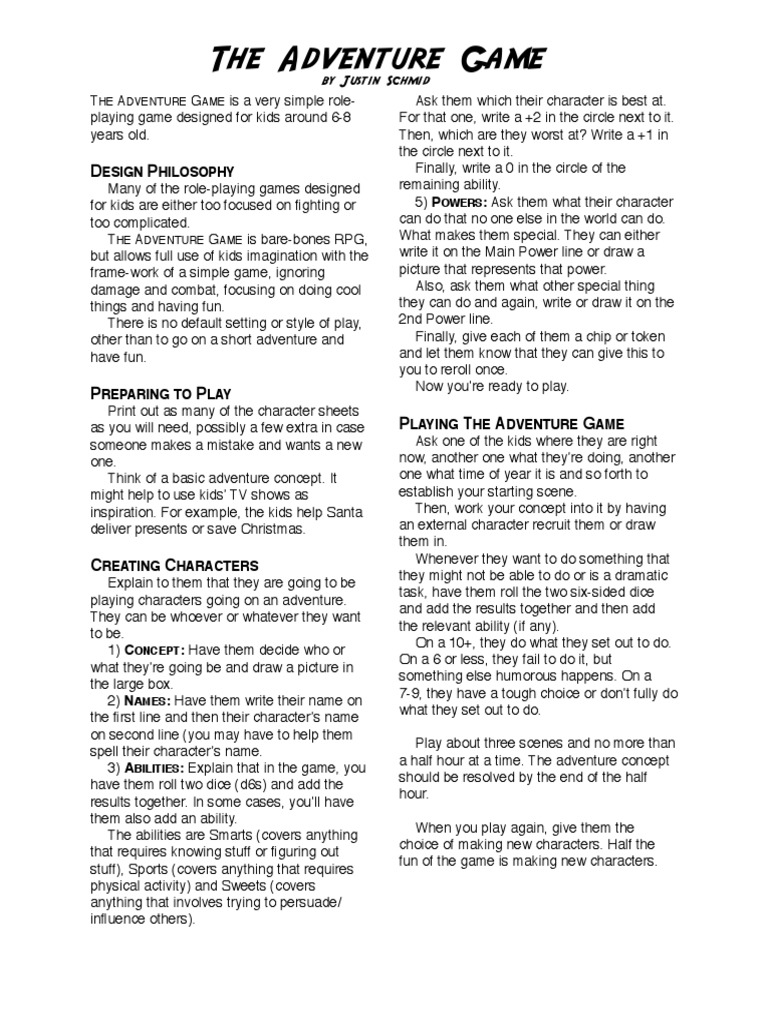 The Adventure Game | PDF | Adventure Games | Tabletop Games