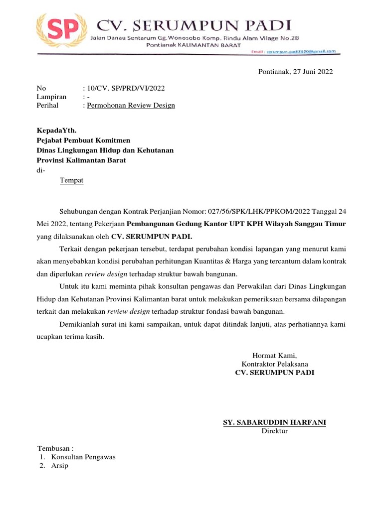 Surat Permohonan Review Design | PDF