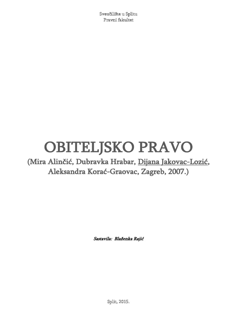 Obiteljsko Pravo - Skripta | PDF
