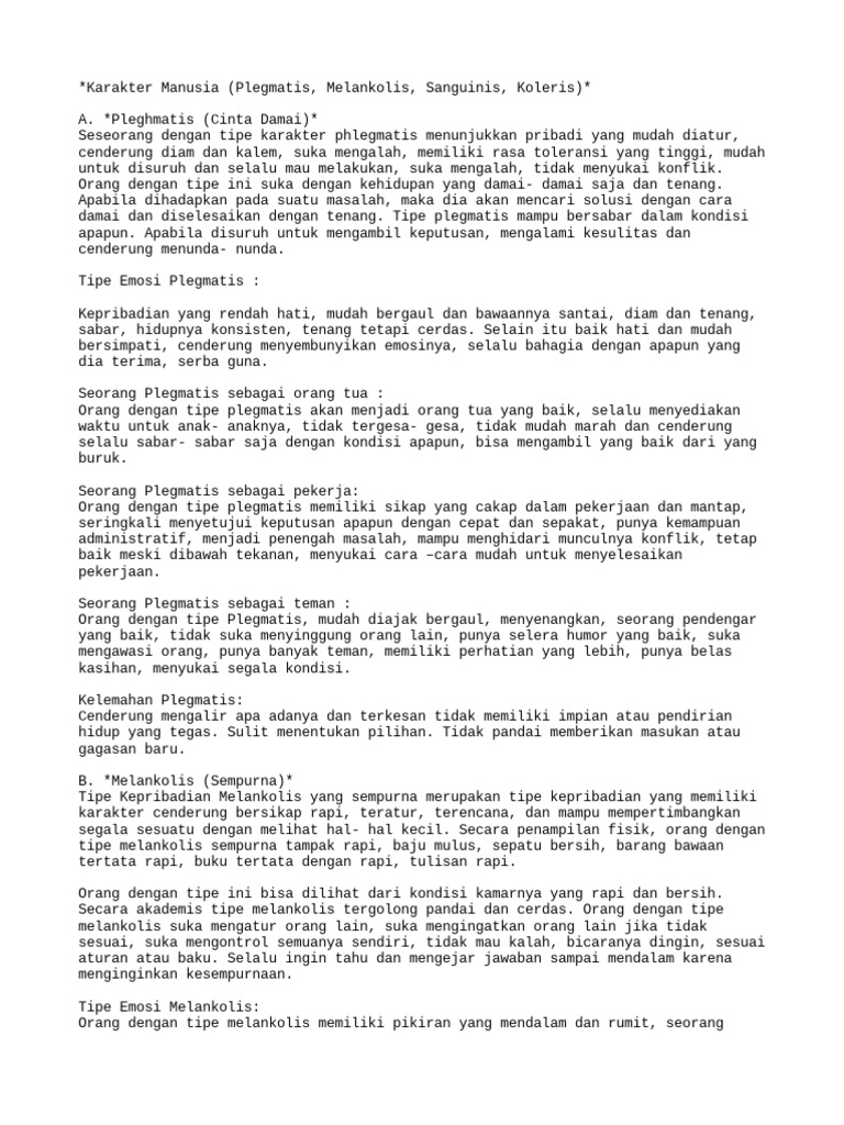 Mengenal 4 Tipe Kepribadian | PDF