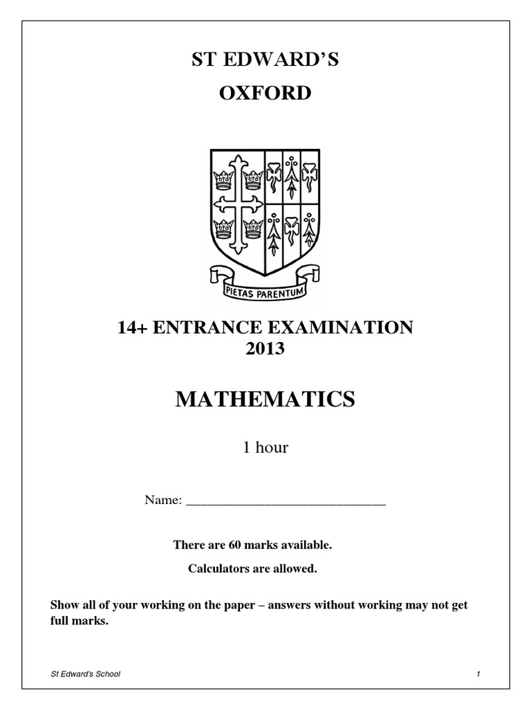 ST Edward'S Oxford: Mathematics | PDF | Mathematics