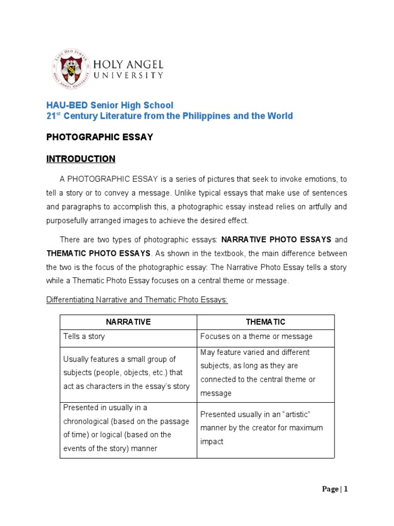 21st Century - Writing A Photographic Essay | PDF | Essays | Narrative