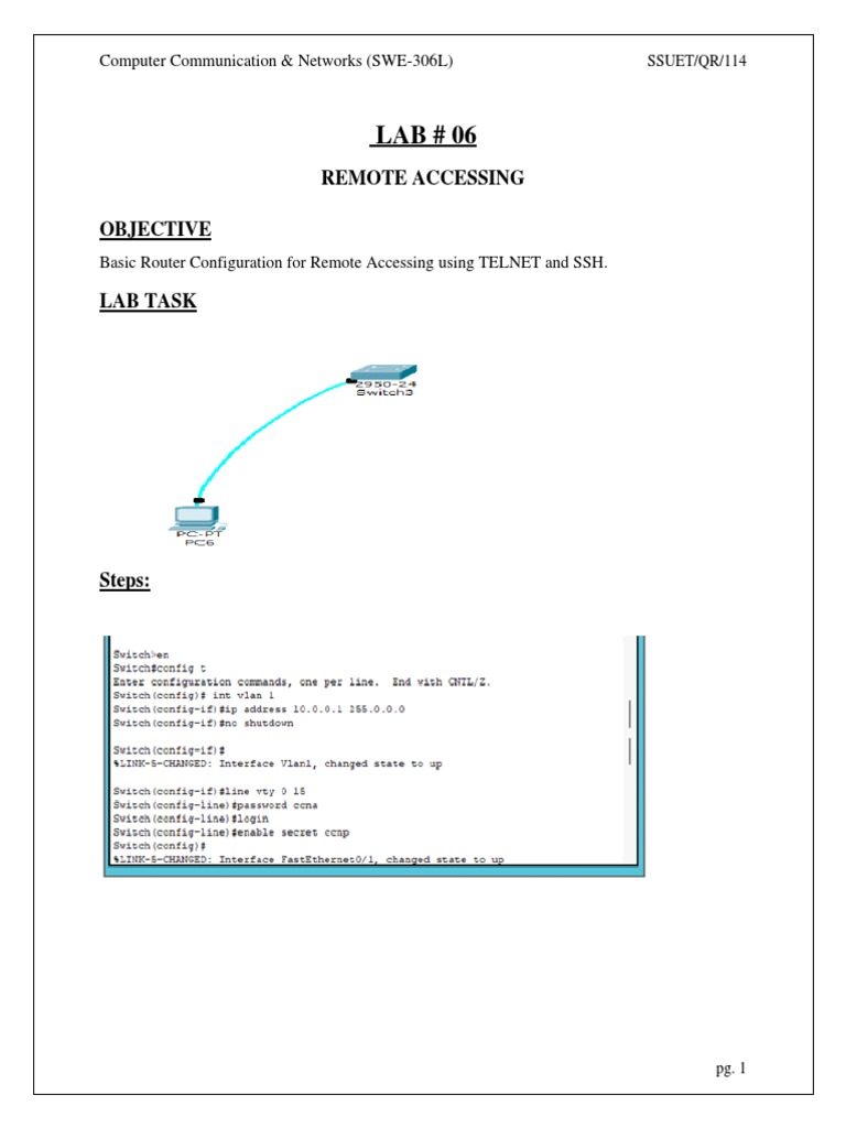 Lab No.6 CCN | PDF | Secure Shell | Computer Network