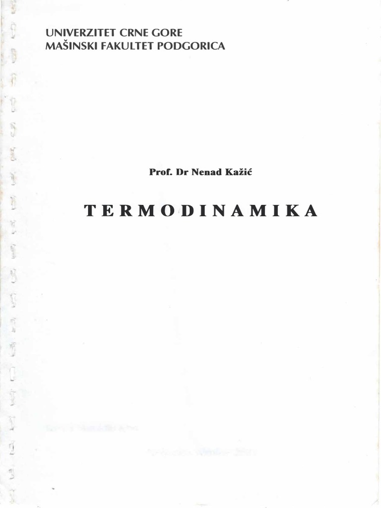 Prof. DR Nenad Kažić - Termodinamika - Skripta U Okviru Predavanja | PDF