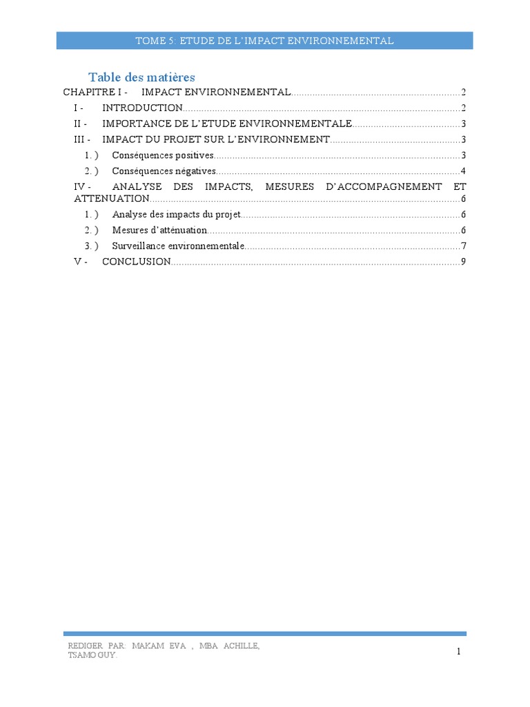 Étude d'Impact Environnemental | PDF | Environnement naturel | Étude d'impact
