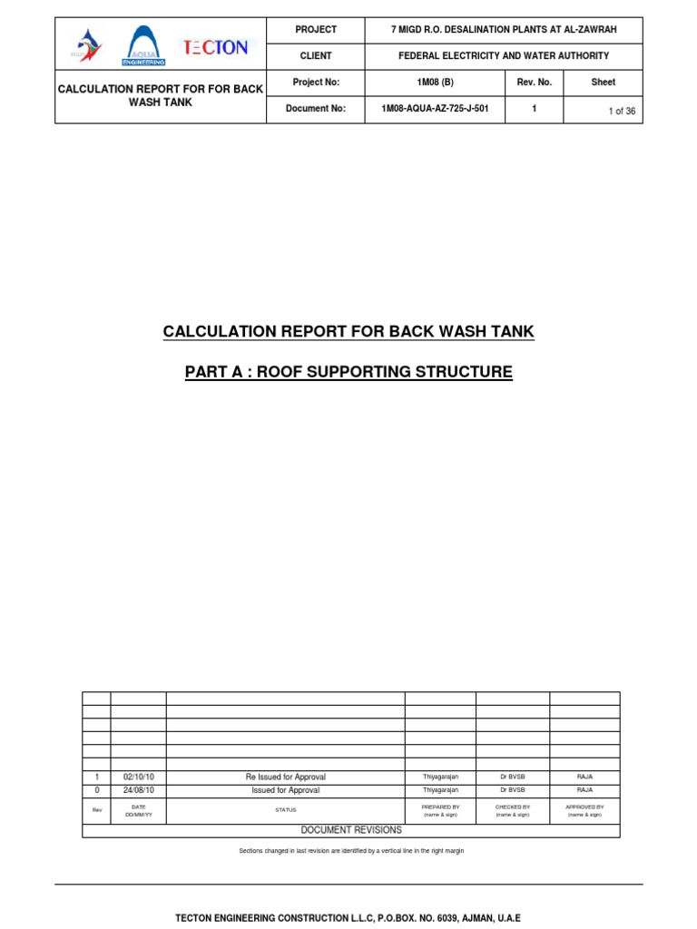 Backwash Tank Design | PDF | Economic Sectors | Civil Engineering