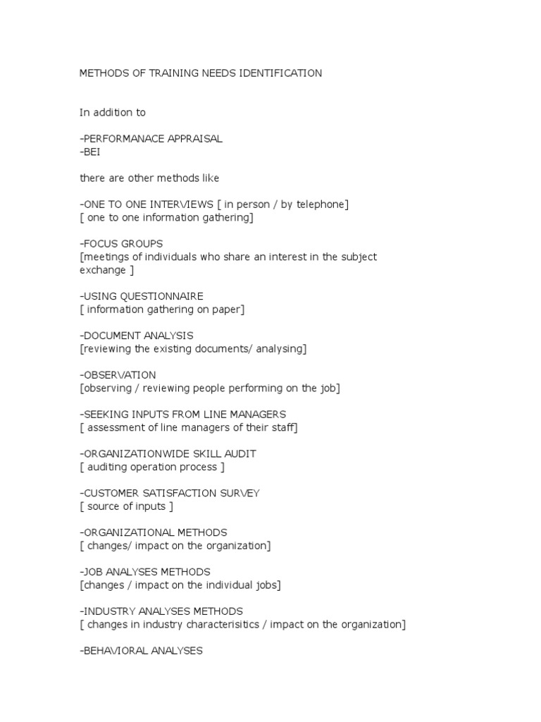 Methods of Training Needs Identification | PDF | Competence (Human ...