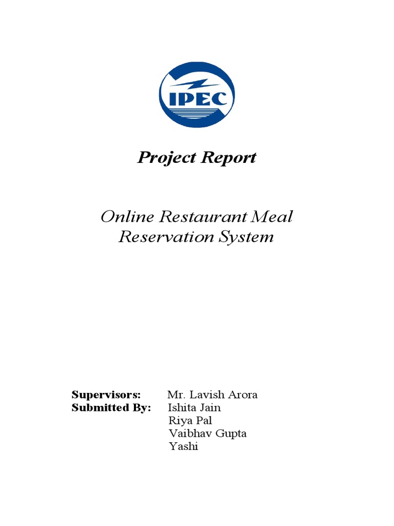 Project Report: Online Restaurant Meal Reservation System | PDF | Menu ...