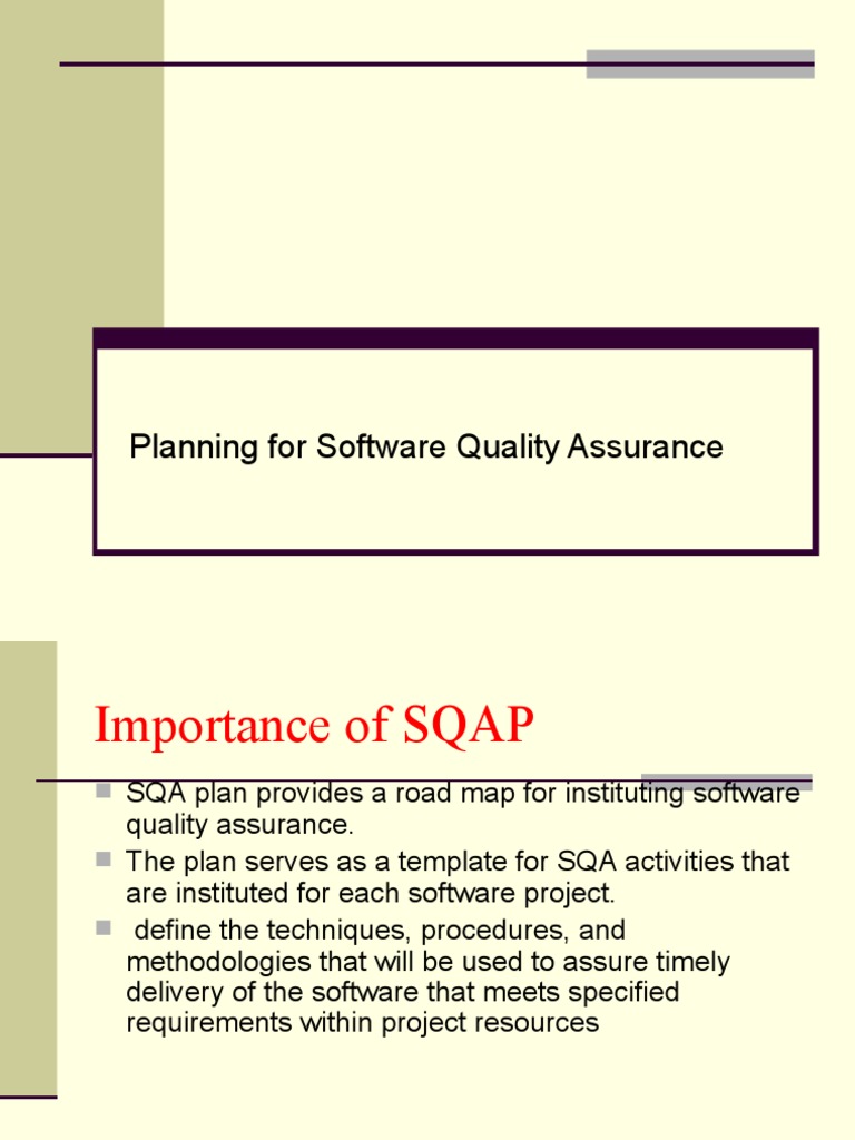 Plan Software Quality Assurance SQAP | PDF | Software Quality | Quality ...