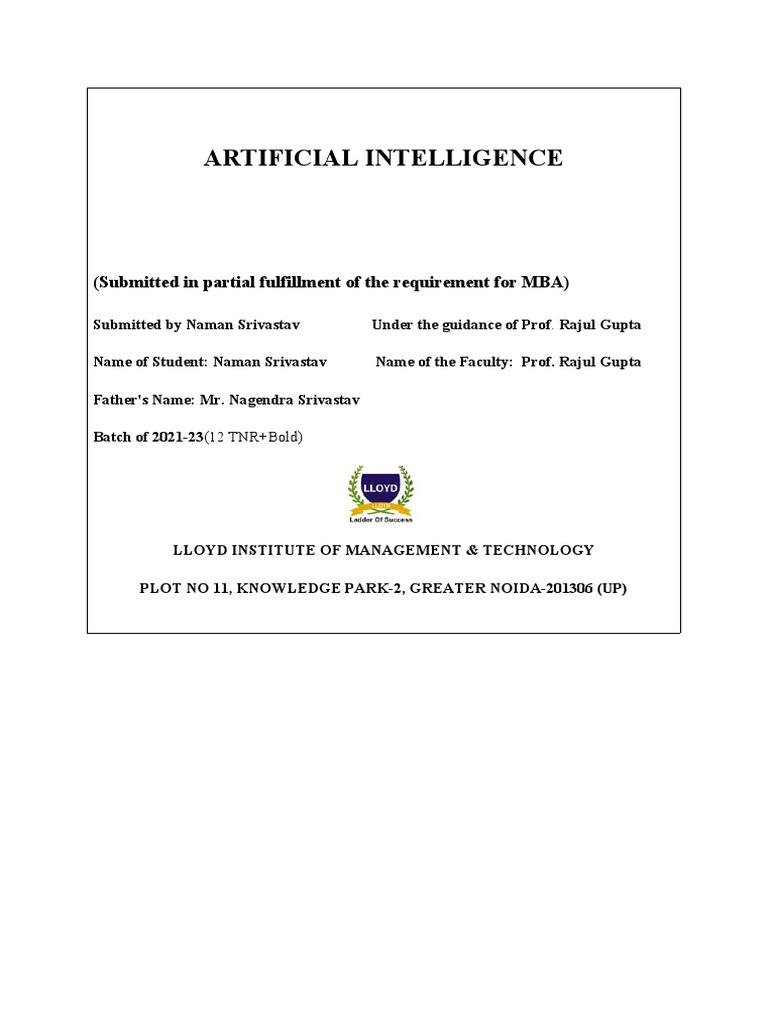 Ai Mini Project | PDF | Artificial Intelligence | Intelligence (AI ...