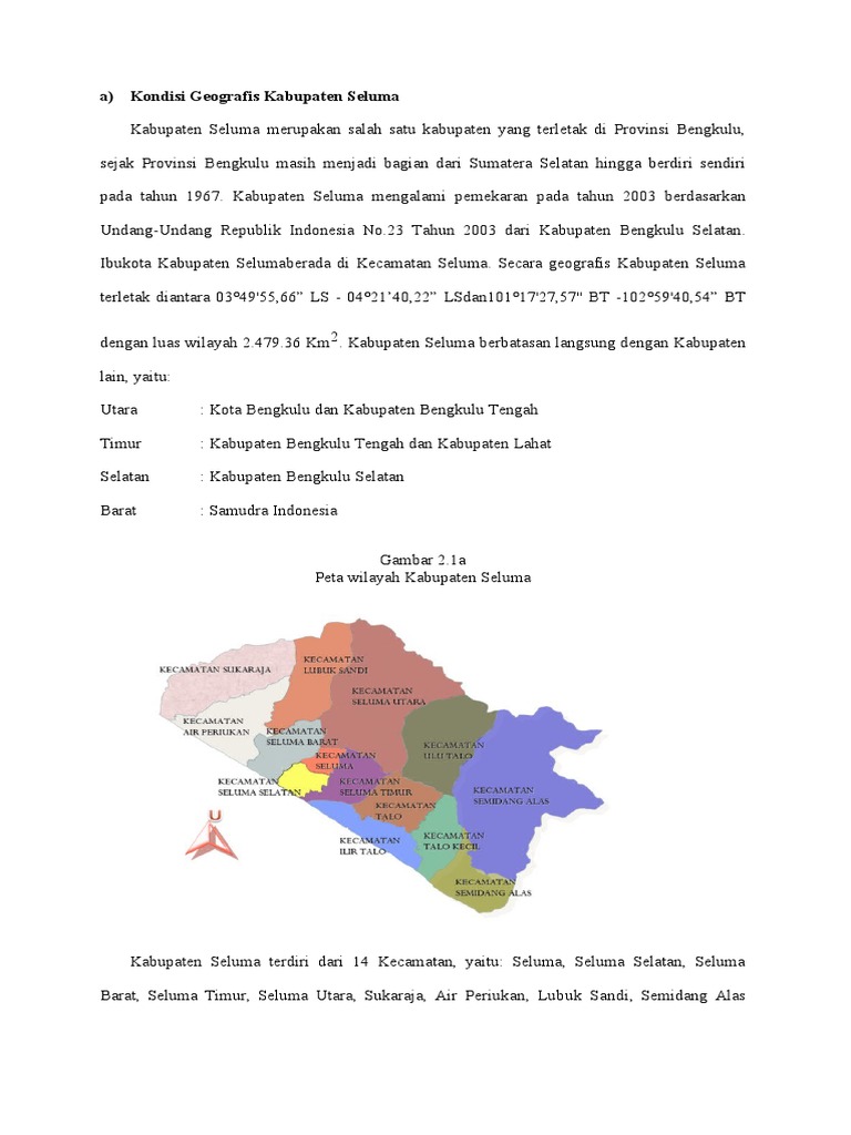 Geografi dan Ekonomi Kabupaten Seluma | PDF