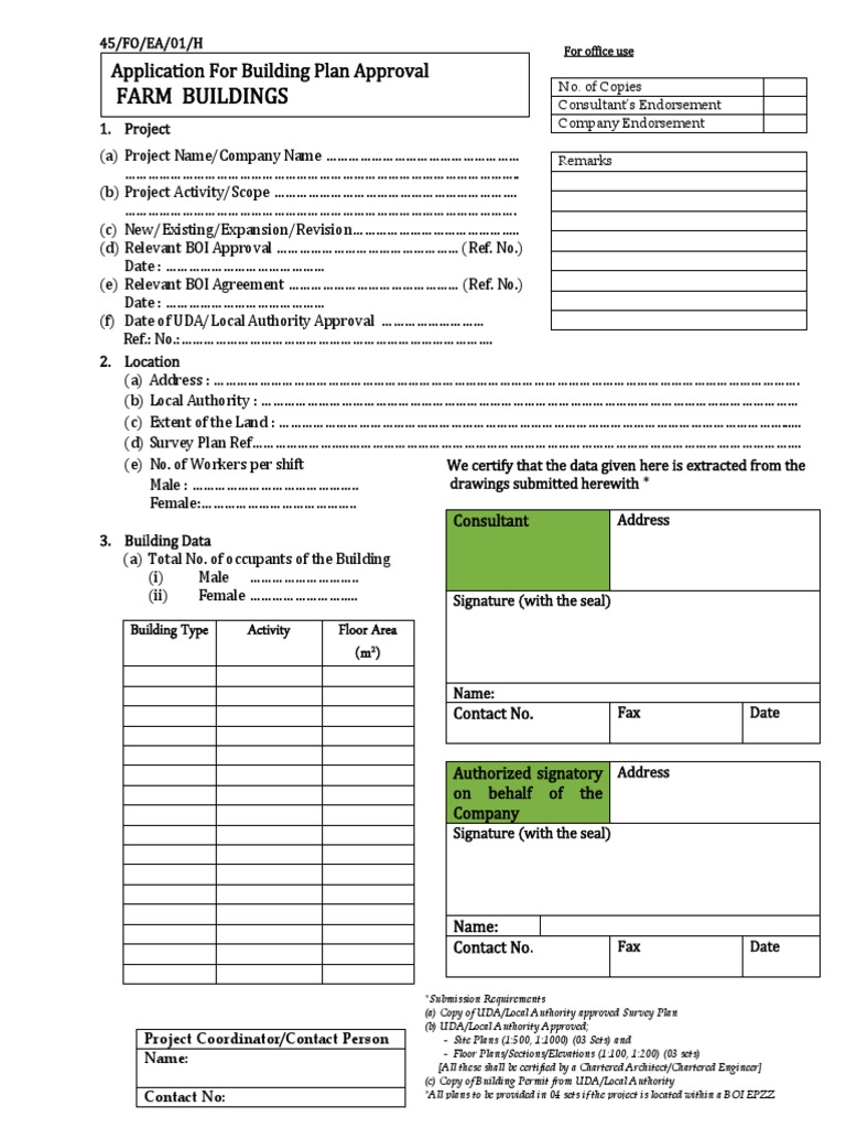 Farm Buildings: Application For Building Plan Approval F | PDF | Government