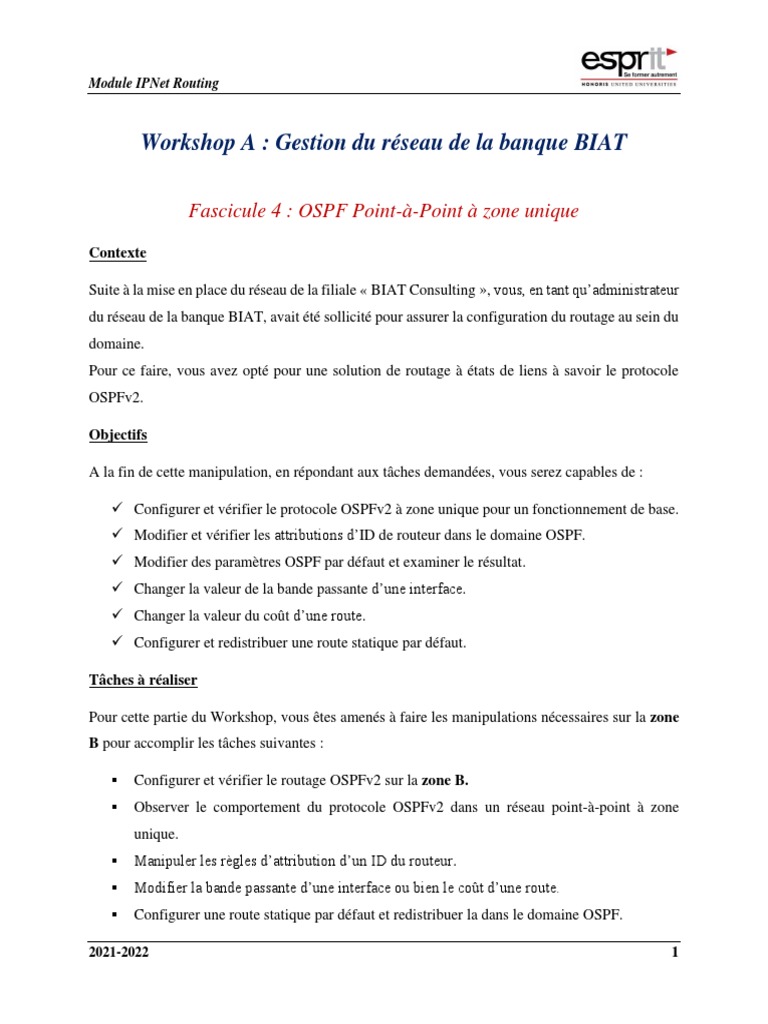 Configuration OSPFv2 pour réseau BIAT | PDF | Routeur | Informatique