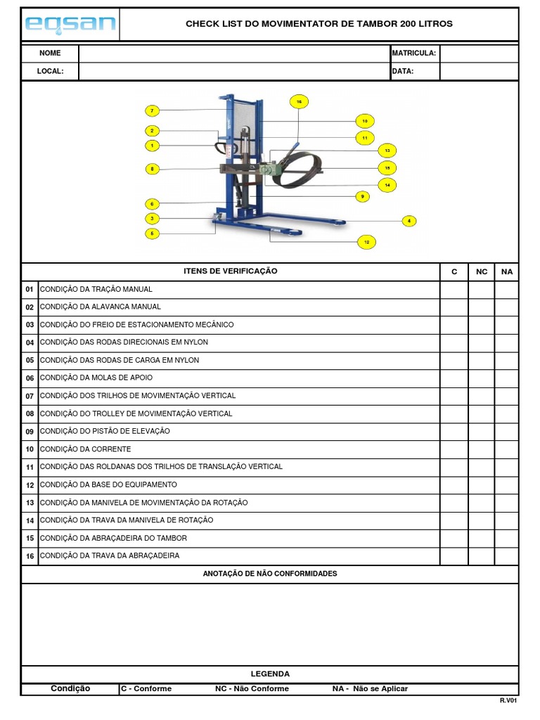 Check List - Movimentator de Tambor 200 L | PDF