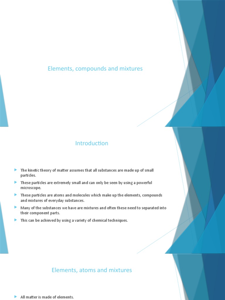 Elements, Compounds and Mixtures Powerpoint | PDF | Chemical Compounds ...