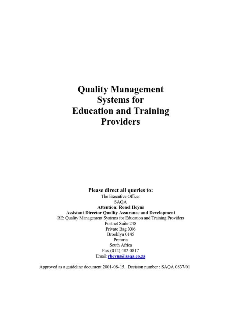 Saqa Qms Providers | Download Free PDF | Quality Management | Quality ...
