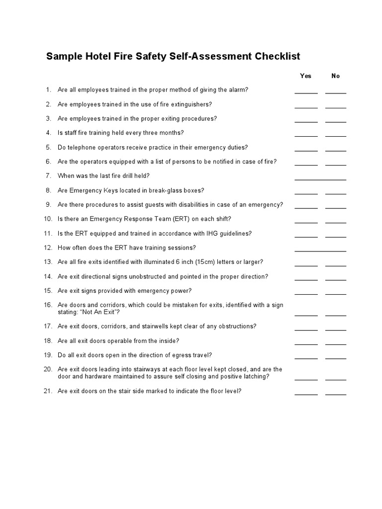 Sample Hotel Fire Safety Self1 | PDF | Door | Stairs