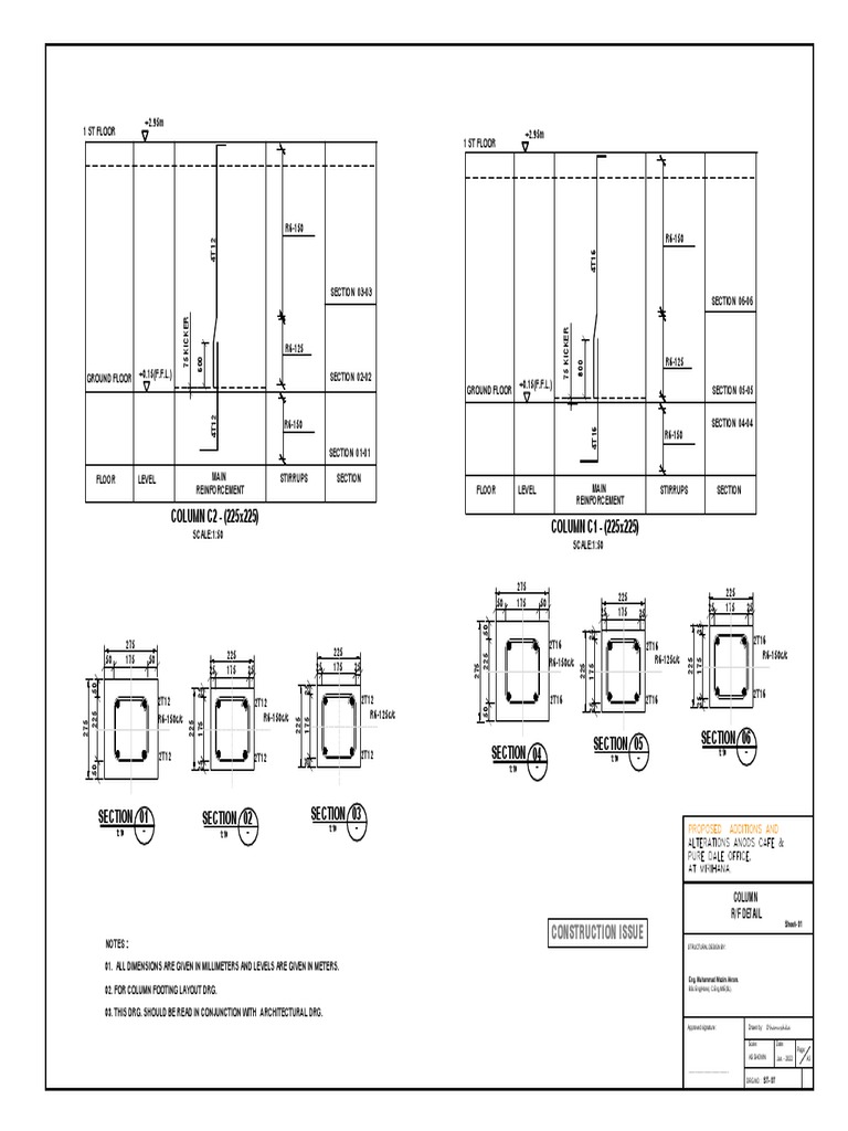 Structural Drawing For Column | PDF