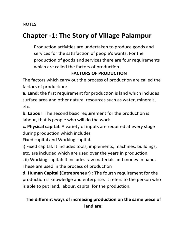 Chapter - 1: The Story of Village Palampur | PDF | Agriculture | Irrigation