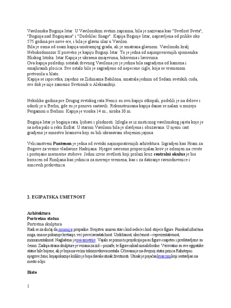 Stari Vek Istorija Umetnosti | PDF