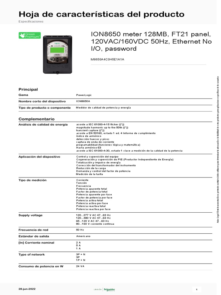 Ion8650 M8650a4c0h5e1a1a | PDF | Energia electrica | Frecuencia