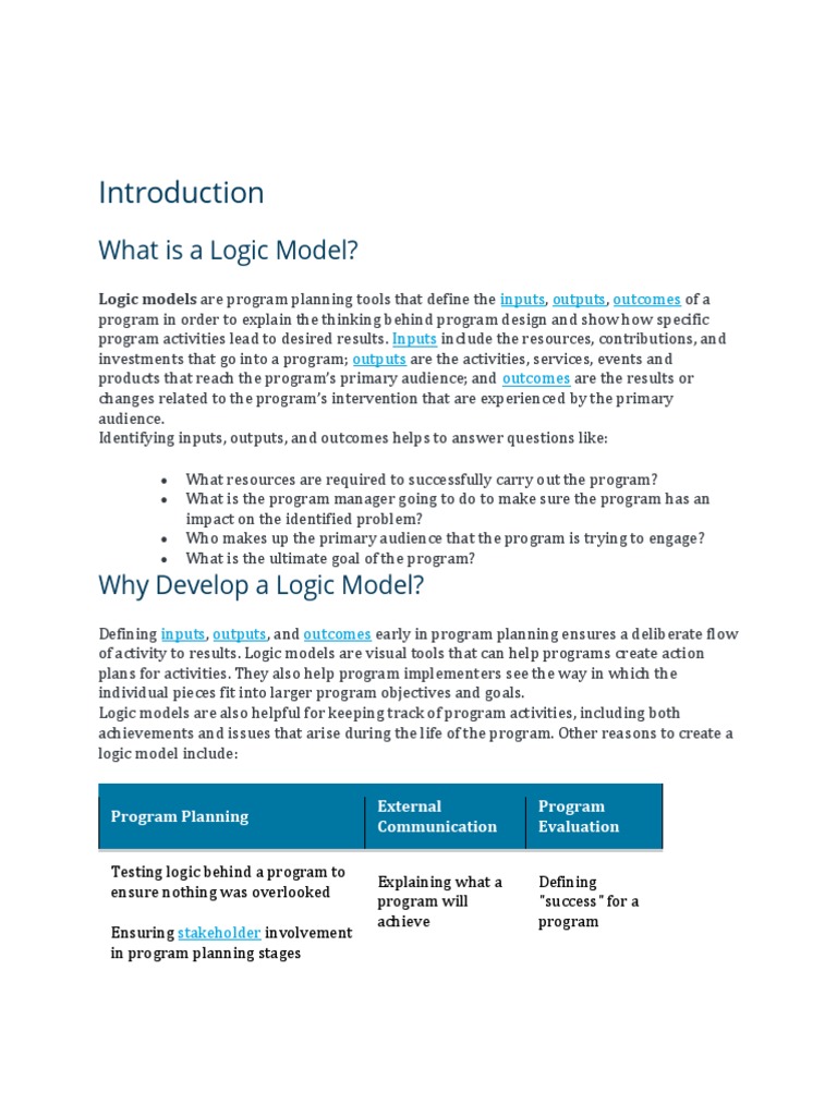 What is a Logic Model | PDF | Goal | Cognition