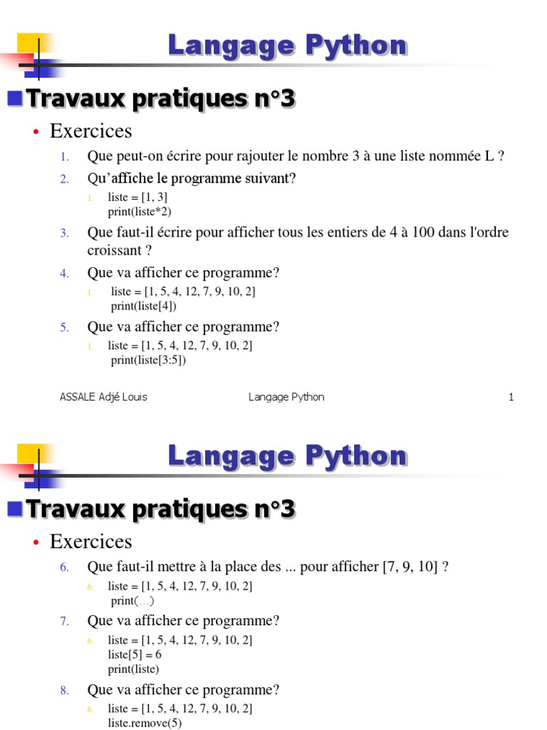 TP Listes | PDF | Python (Langage de programmation) | Échecs