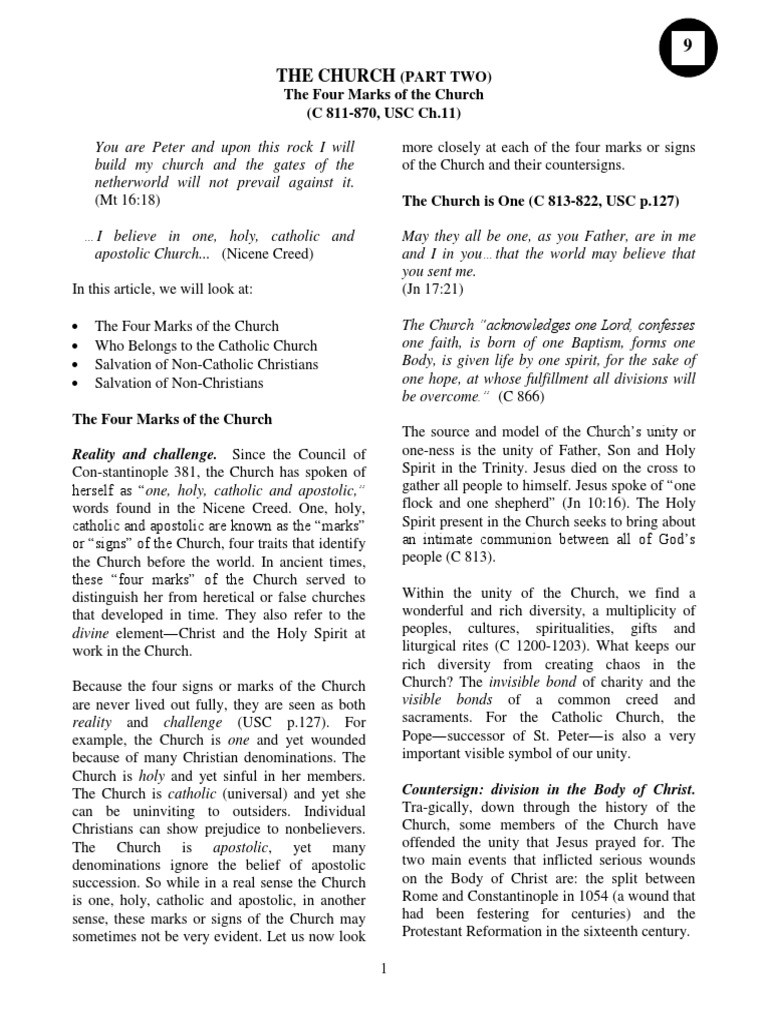 The Church 9: (Part Two) The Four Marks of The Church (C 811-870, USC ...